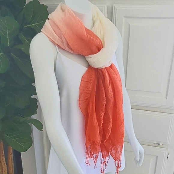 Cejon | Accessories | Oversized White Peach Ombre Shawl | Poshmark